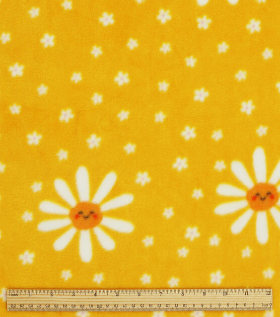Spring Daisy On Yellow Anti Pill Plush Fleece Fabric By Pop Joann