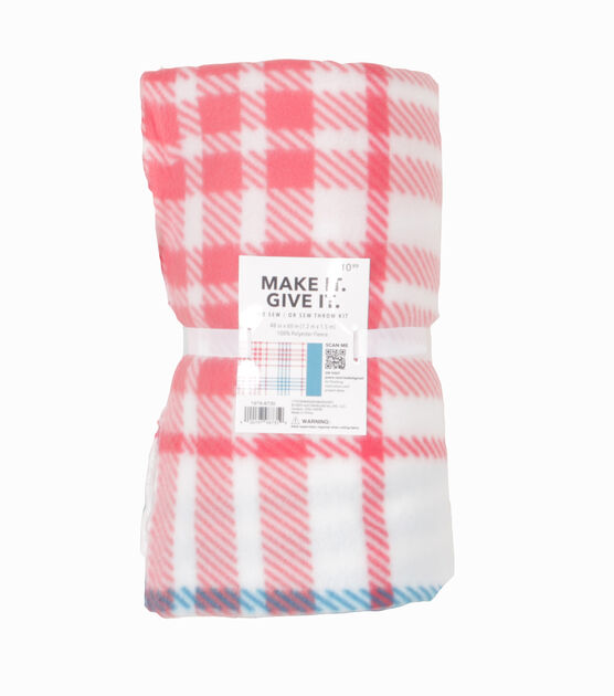 48 Wide Red And Blue Sweet Tartan No Sew Fleece Blanket By Happy Value