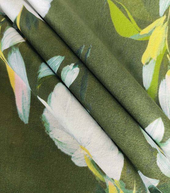 Abstract Floral On Dark Green Double Brush Jersey Knit Fabric Joann