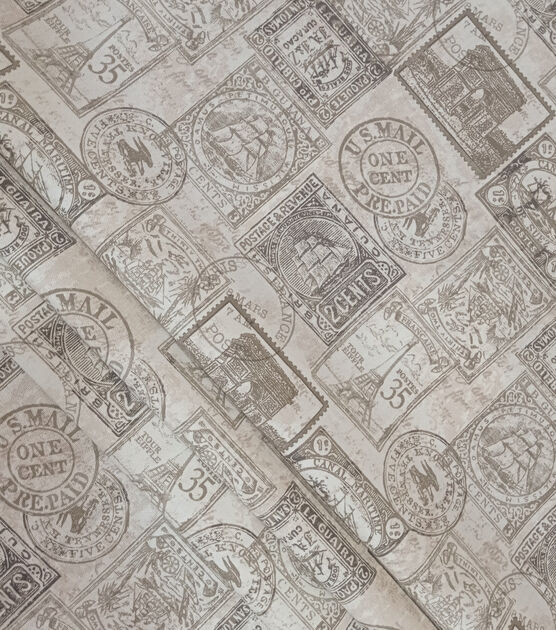 Beige Eifel Postage Cotton Canvas Fabric Joann