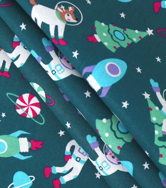 Astronauts On Green Christmas Cotton Fabric Joann