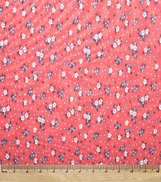 Mini Floral Red Patriotic Cotton Fabric By Pop Joann