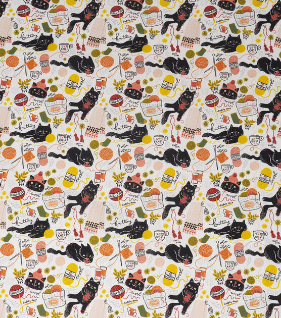 Singer 18 X 21 Knitting Kittens Cotton Fabric Quarter Bundle 5pc Joann