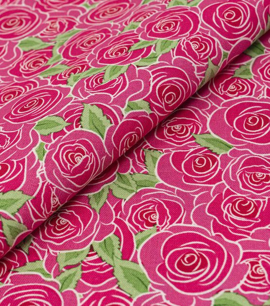 Singer Packed Pink Roses Quilt Cotton Fabric Joann