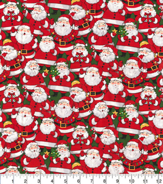 Red Packed Jolly Santas Christmas Cotton Fabric Joann