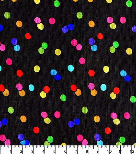 18 X 21 Confetti On Black Cotton Fabric Quarter 1pc Joann