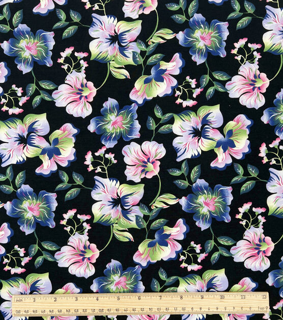 Neon Floral On Black Rayon Spandex Knit Fabric Joann