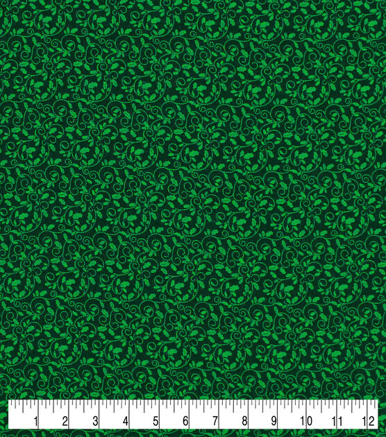 Green Holly Scrolls Christmas Cotton Fabric Joann