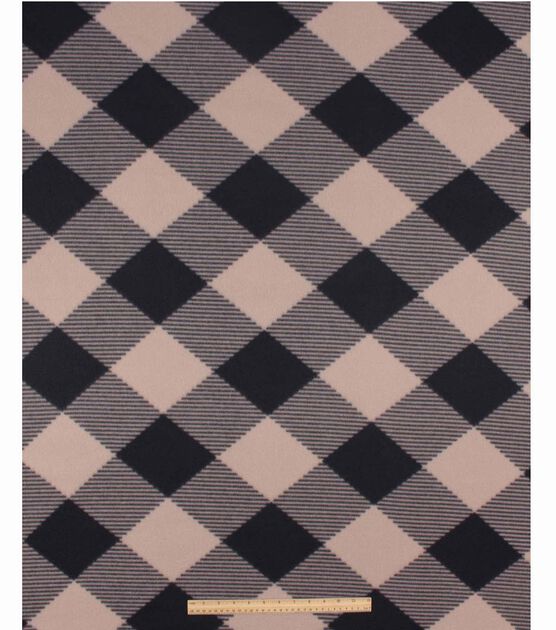 48 Wide Tan And Black Plaid No Sew Fleece Blanket By Happy Value Joann