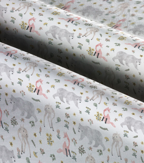 Watercolor Woodland On White Nursery Flannel Fabric Joann