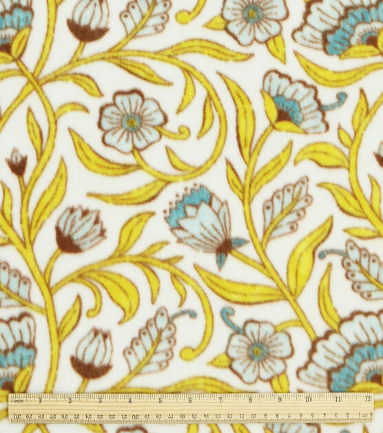 Yellow Scrolly Anti Pill Plush Fleece Fabric Joann