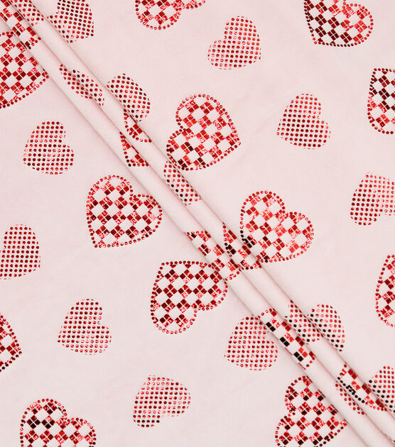 Pink Foil Hearts Pure Plush Fleece Fabric Joann