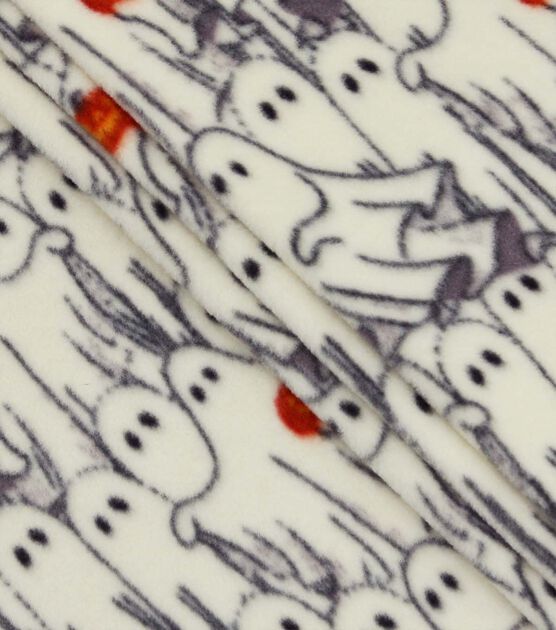 Ghosts On White Halloween Anti Pill Plush Fleece Fabric Joann