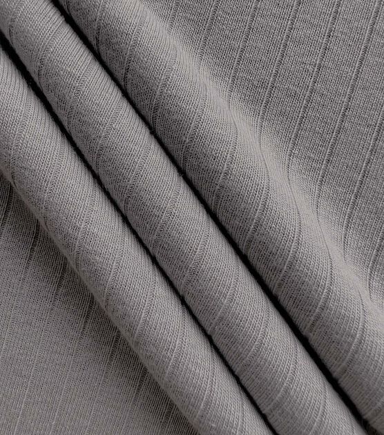 Gray Solid Drop Needle Interlock Knit Fabric Joann