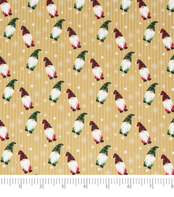 Singer 18 X 21 Gnomes On Yellow Christmas Cotton Fabric Quarter 1pc