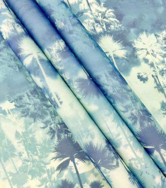 Blue Palm Trees Sheer Chiffon Silky Fabric Joann