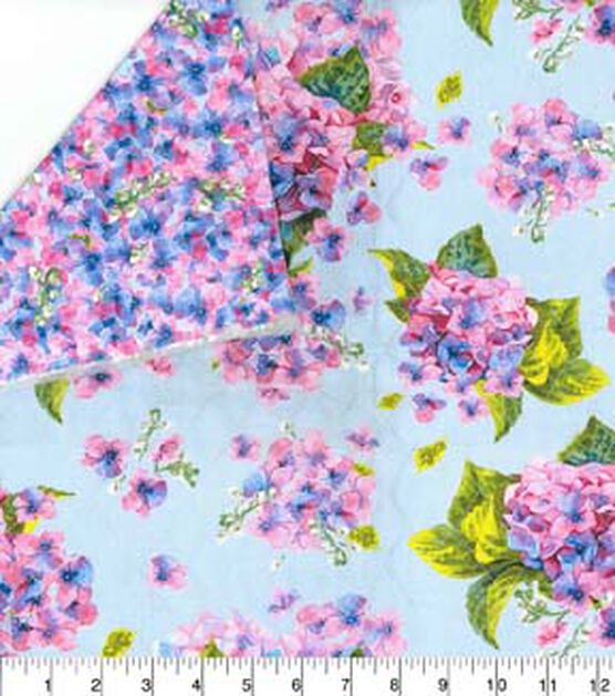 Fabric Traditions Purple Hydrangeas Double Faced Quilted Cotton Fabric