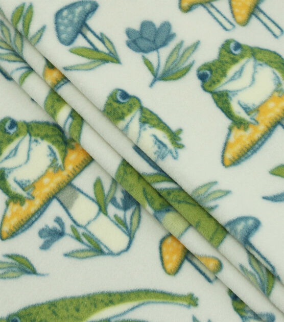 Green Frogs On Mushrooms Anti Pill Plush Fleece Fabric Joann