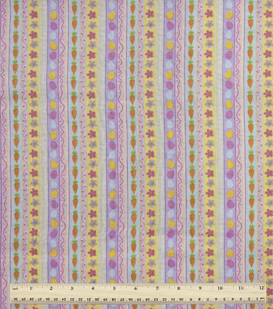 Icons On Purple And Pink Striped Easter Cotton Fabric Joann