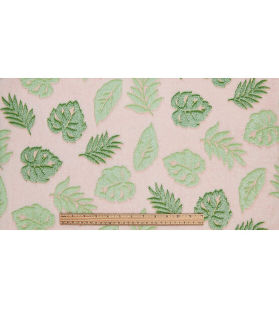 Summer Green Embossed Simple Tropical Leaves Sew Lush Fleece Fabric Joann