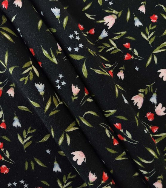Tulips On Black Double Brush Jersey Knit Fabric Joann