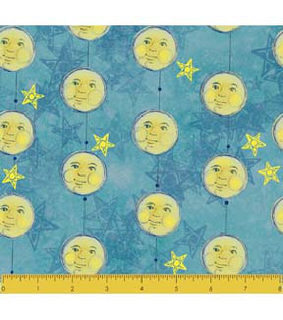 Stitch And Sparkle Yellow Moon Faces Cotton Fabric Joann