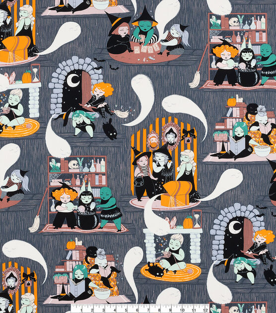 Alexander Henry Belindas Brownstone Charcoal Halloween Cotton Fabric