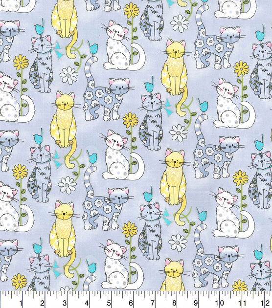 Fabric Traditions Pattern Cats Gray Novelty Glitter Cotton Fabric Joann