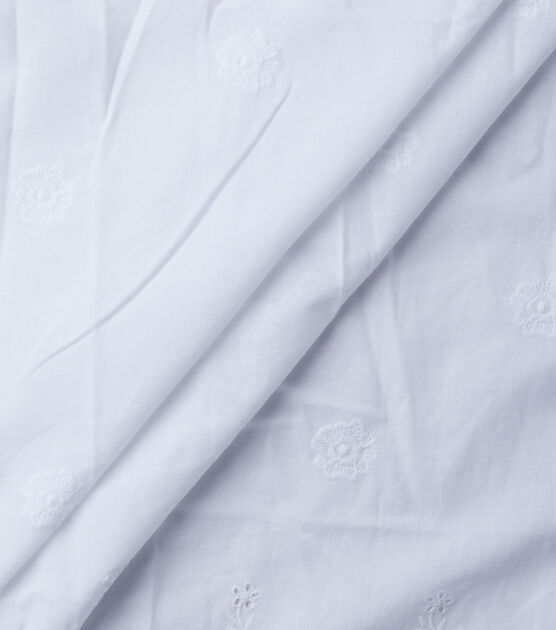 White Smocked Eyelet Cotton Fabric Joann