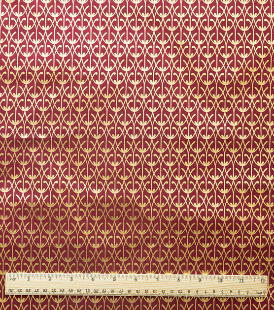Floral Wallpaper On Red Quilt Foil Cotton Fabric By Keepsake Calico Joann