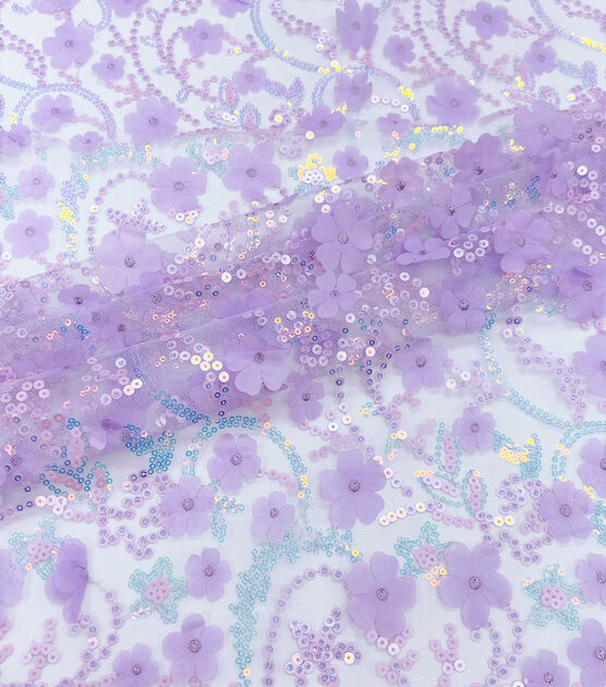 Glitterbug 3d Floral Iridescent Sequin Mesh Fabric Joann