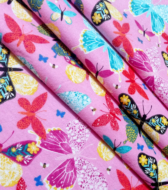 Butterflies On Pink Super Snuggle Flannel Fabric Joann
