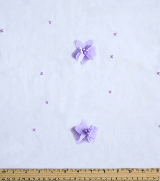 Purple 3d Floral With Pearls Mesh Fabric By Sew Sweet Joann