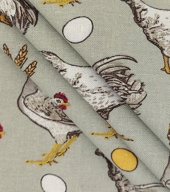 Chickens On Gray Novelty Cotton Fabric Joann