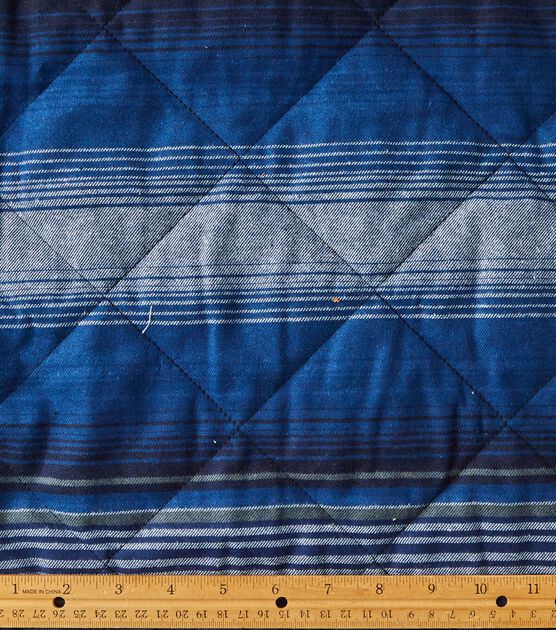 Eddie Bauer Blue Stripe Quilted Polyester Shirting Fabric Joann