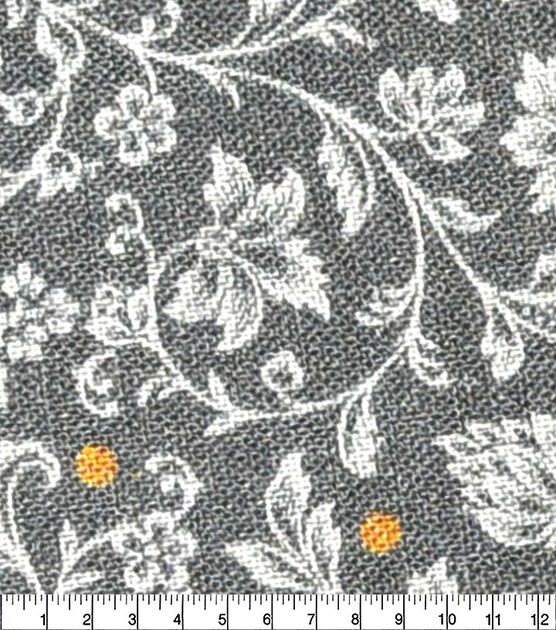 18 X 21 Vines On Gray Quilt Cotton Fabric Quarter By Keepsake Calico