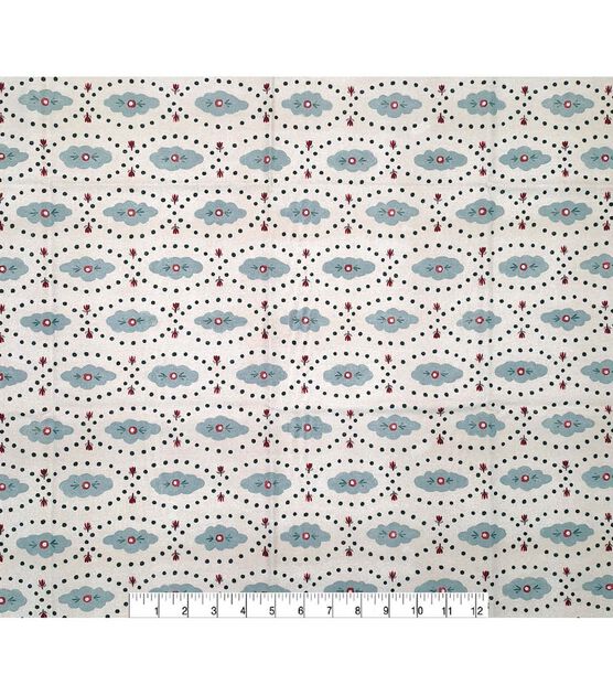 Blue Lines And Dots Cotton Canvas Fabric Joann