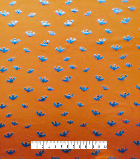 Halloween Foil Orange Bats Interlock Knit Fabric By Pop Joann United