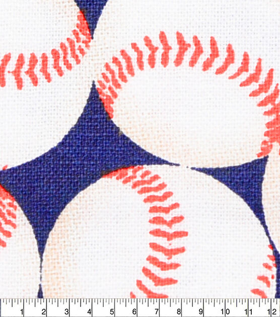 18 X 21 Baseballs On Blue Novelty Cotton Fabric Quarter 1pc Joann