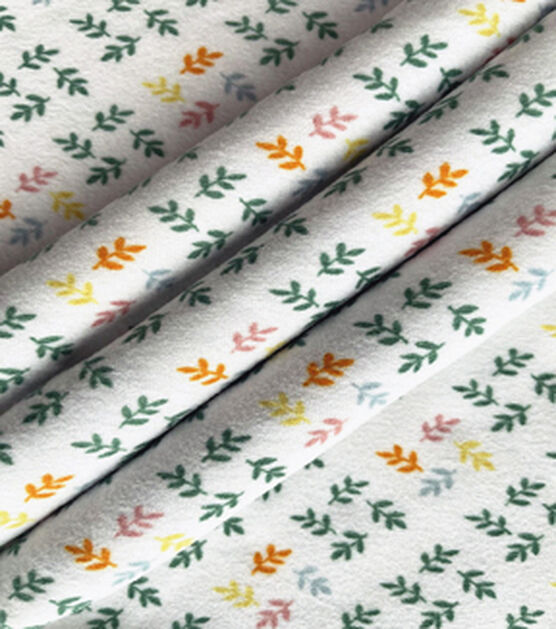 Cream Multi Pattern Ditsy Leaf Double Brush Jersey Knit Fabric Joann