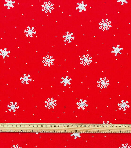 Red Snowflake Jersey Knit Fabric By Pop Joann