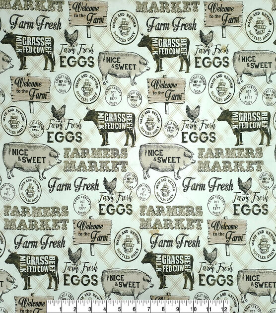 Farm Fresh Text On White Cotton Canvas Fabric Joann