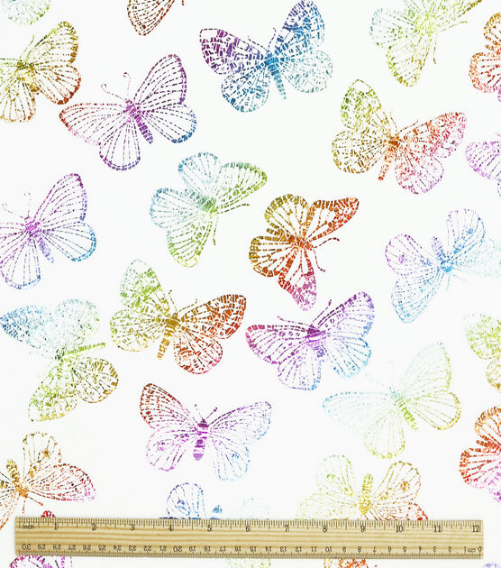 Multicolor Foil Rainbow Butterfly Pure Plush Fleece Fabric Joann