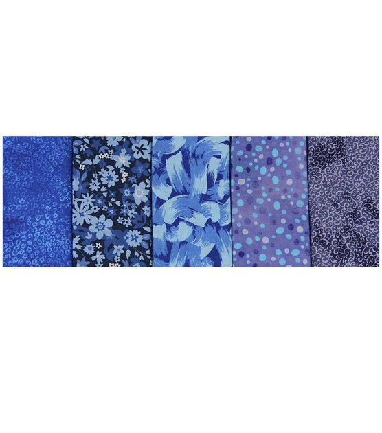 18 X 21 Blue Geometric 1 Cotton Fabric Quarters 5ct By Keepsake