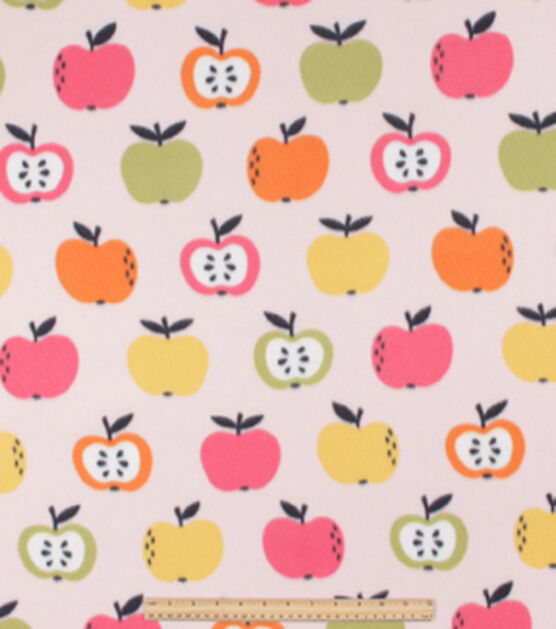 Multicolor Apples On Pink Blizzard Fleece Fabric Joann