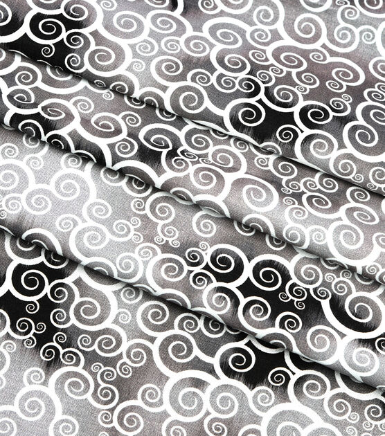 Hyper Scroll On Black Quilt Cotton Fabric By Keepsake Calico Joann