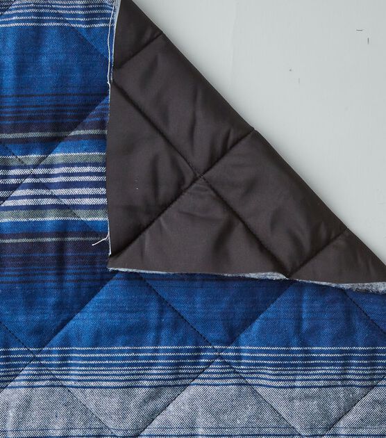 Eddie Bauer Blue Stripe Quilted Polyester Shirting Fabric Joann