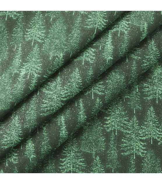 Green Trees Christmas Glitter Cotton Fabric Joann