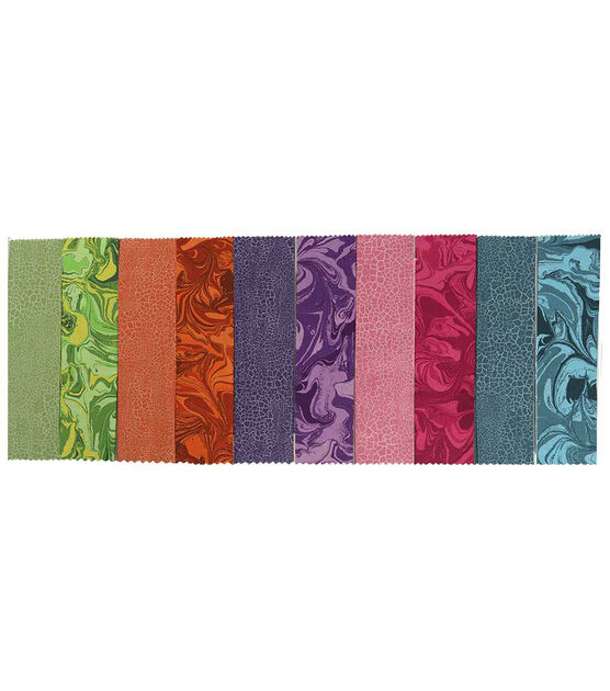 10 Multicolor Oil Crackled Cotton Fabric Shapes 20ct By Keepsake