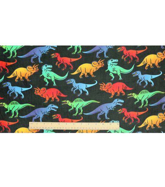 Dinosaurs On Black Pure Plush Fleece Fabric Joann